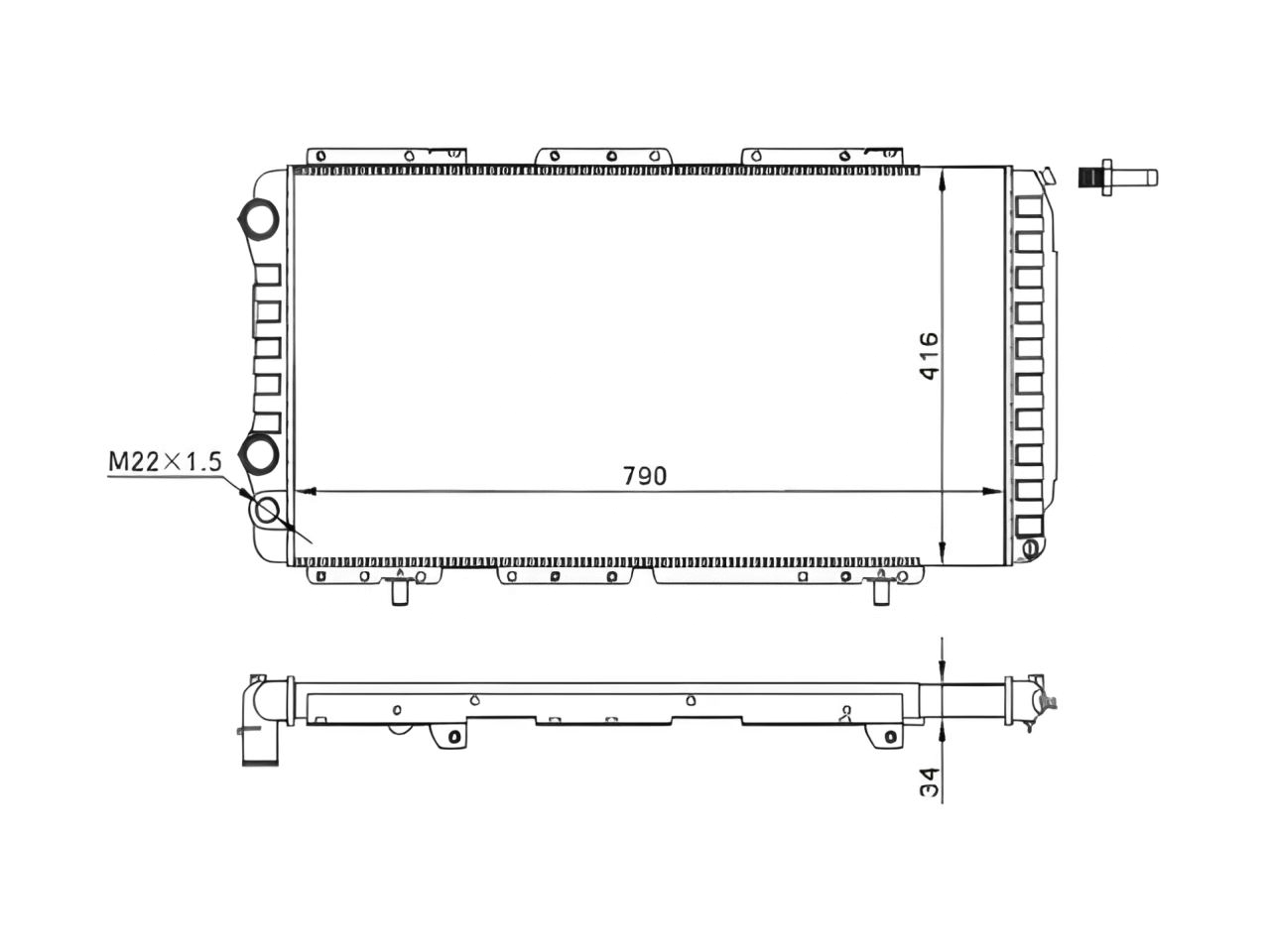 UNIO RAD-10074 (1301HQ / 1301HS / 1301N0) радиатор охлаждения двигателя Peugeot (Пежо) Boxer (Боксер) i-IIi 94-,