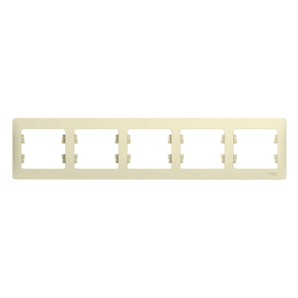 Рамка для розеток и выключателей Systeme Electric горизонтальная 5 постов бежевая, Glossa