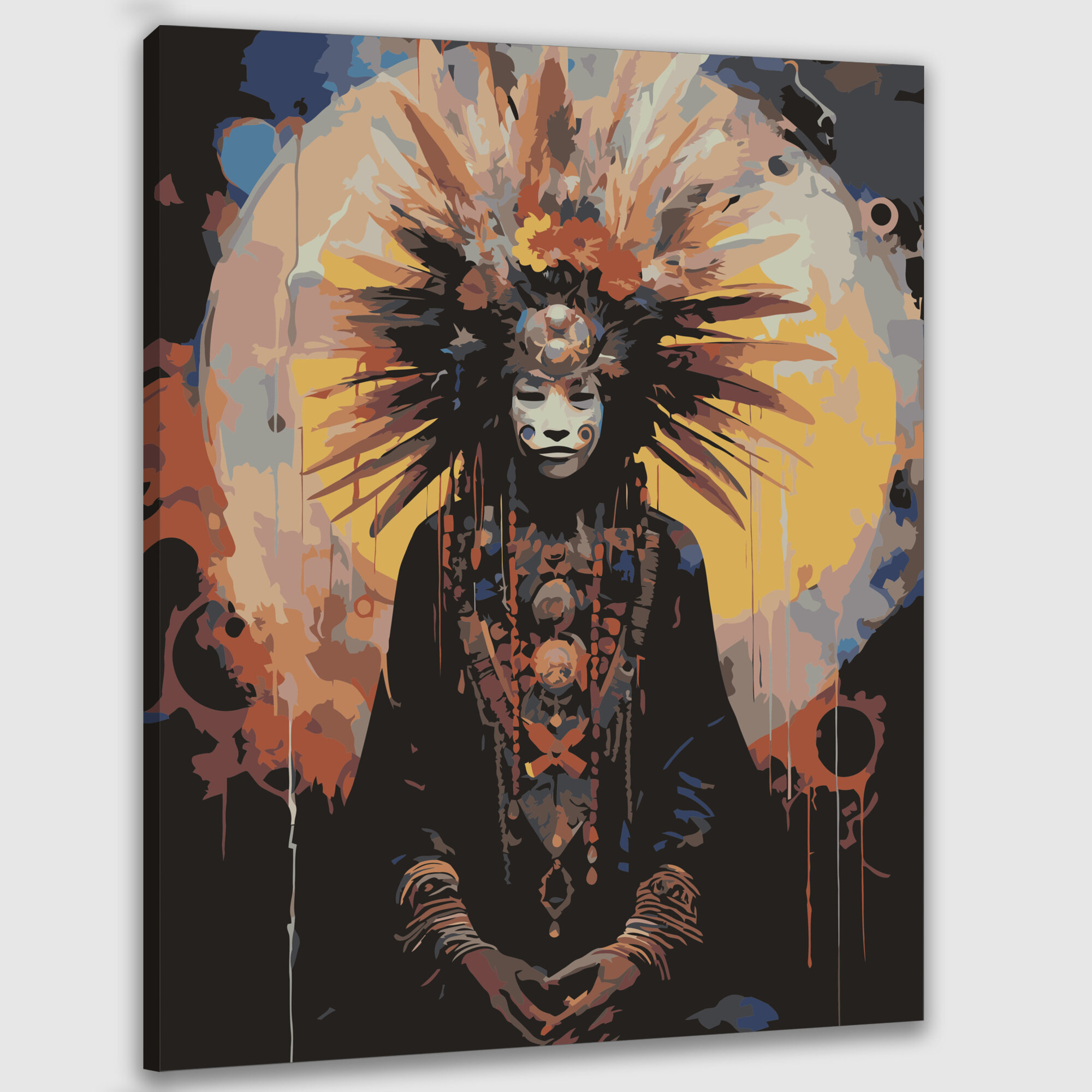 Картина по номерам 40x50 см, картина, искусство, смешанная техника, шаманская энергия, акриловая краска, коллаж, шаман