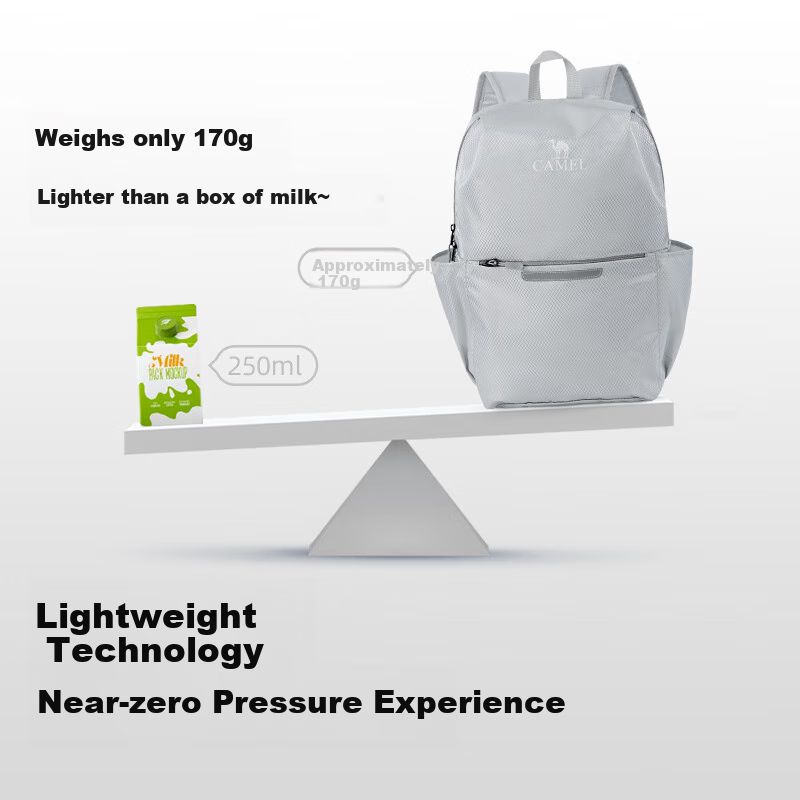 Рюкзак CAMEL, Foldable Travel Bag Large Capacity Backpack Business Trip Lu, большая вместимость, для путешествий, городской, деловой, песочный/светло-серый