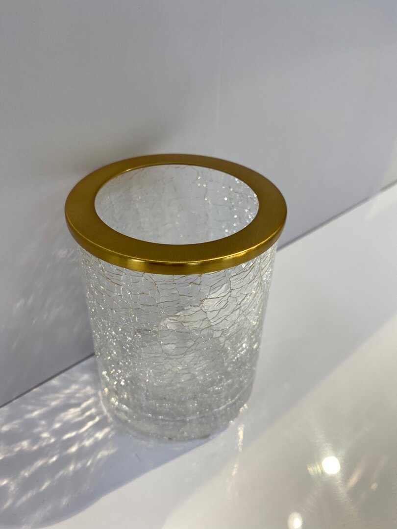 Стакан настольный WINDISCH CRACKED CRYSTAL GLASS 91125SO золото матовое d75h100