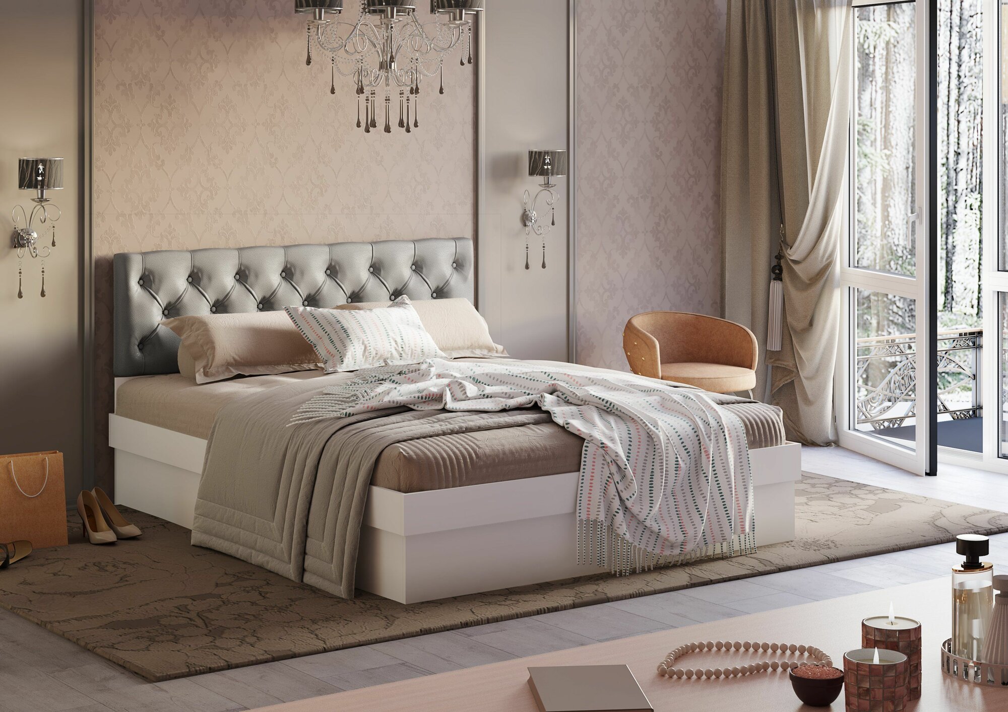 Кровать Луара-3 1600х2000 Белый