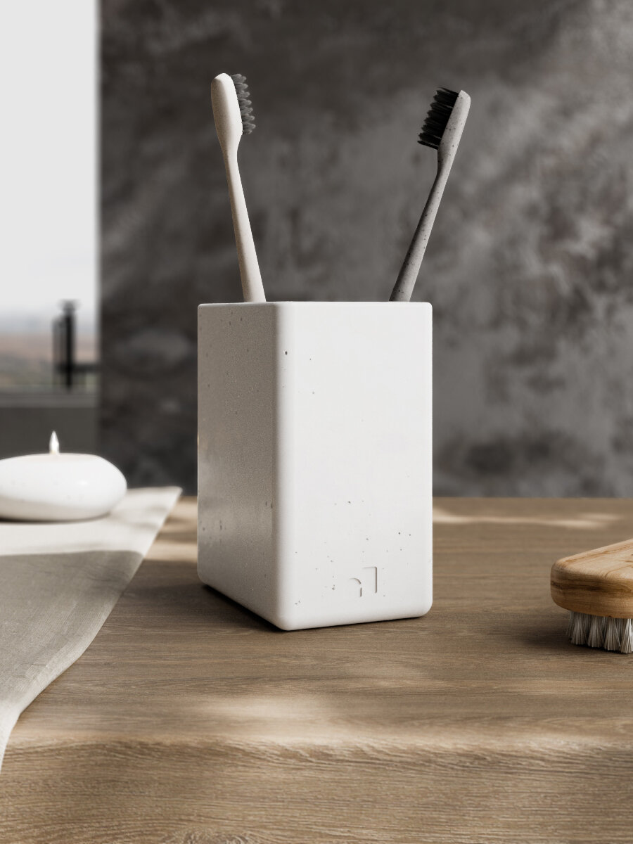 Органайзер для ванной комнаты, стакан для зубных щеток в дом, держатель кисточек и расчесок Oxford белый глянцевый.