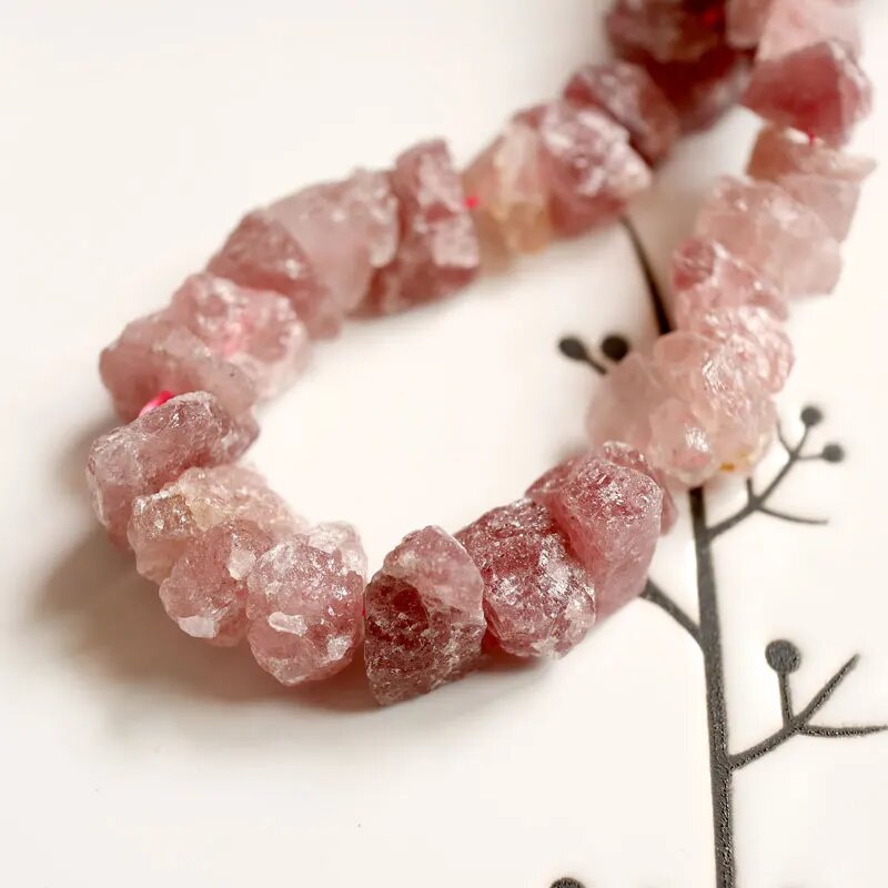 Полудрагоценные бусины из кварца и флюорита Розовый, strawberry quartz