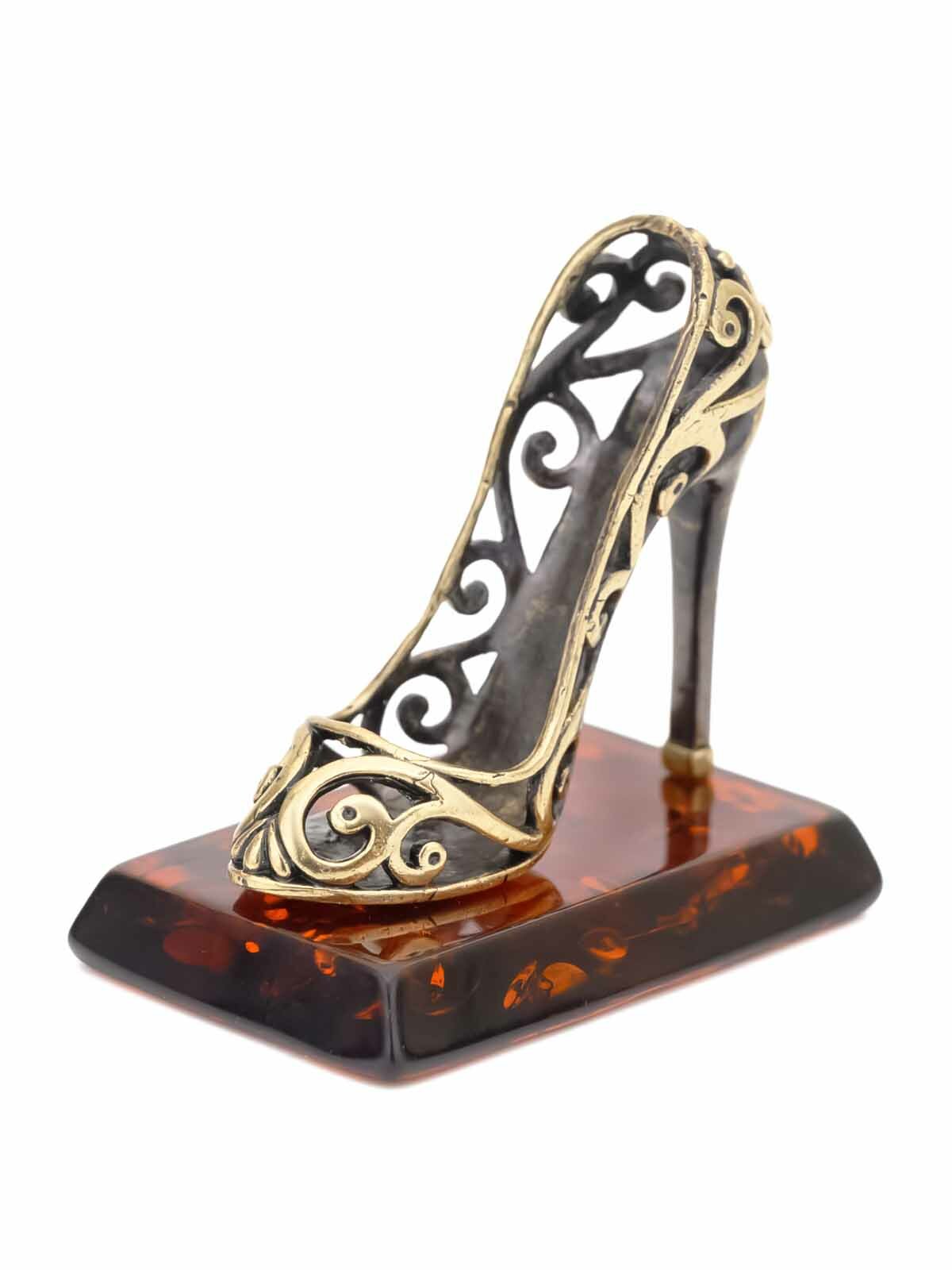 Сувенирная фигурка - Туфелька Золушки, Балтийский Янтарь, 4,5 см