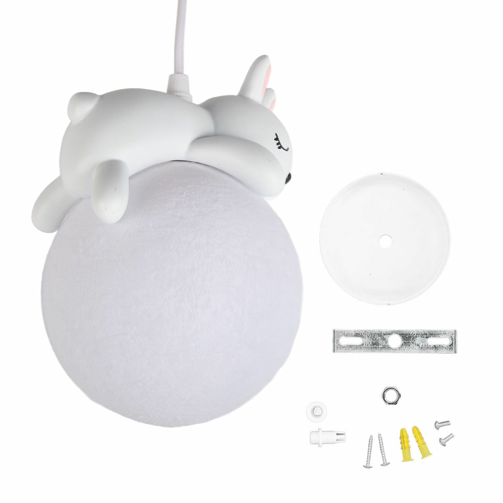 Подвесной светильник-подсветка в форме белого кролика из ретро смолы для кухни, спальни, прикроватной тумбы