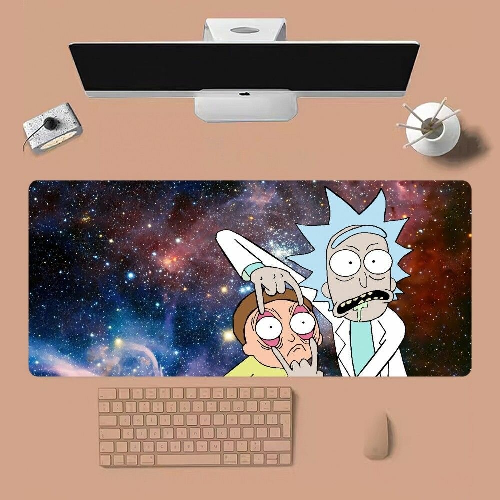 Rick and Morty Игровая клавиатура и коврик для мыши с изображением аниме "Рик и Морти", компьютерная печать высокой четкости, противообрастающий резиновый ковер, утолщенный 60x120xxxl
