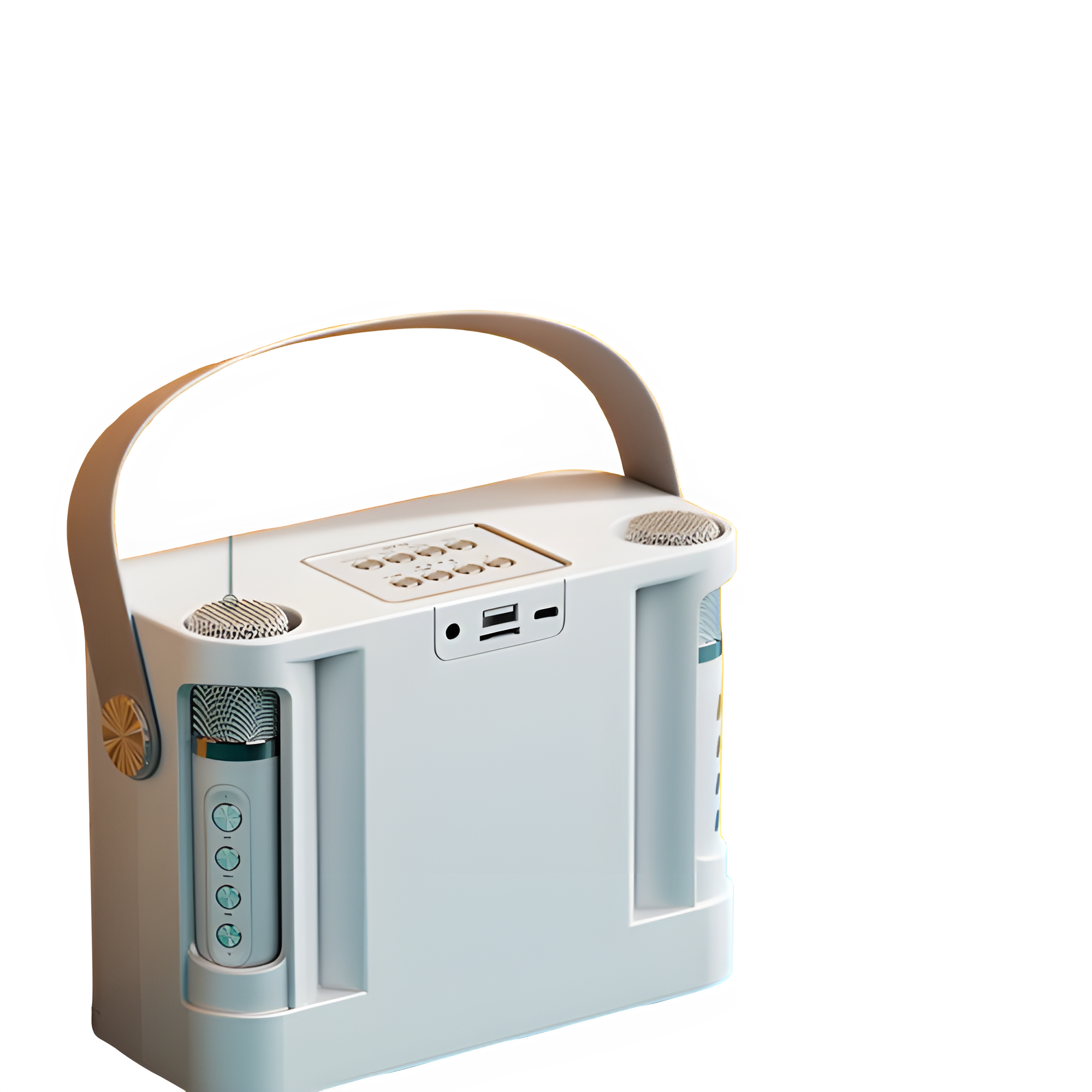 Караоке-система KTV Audio All-in-One для пения в караоке, два микрофона, портативная версия (белый)