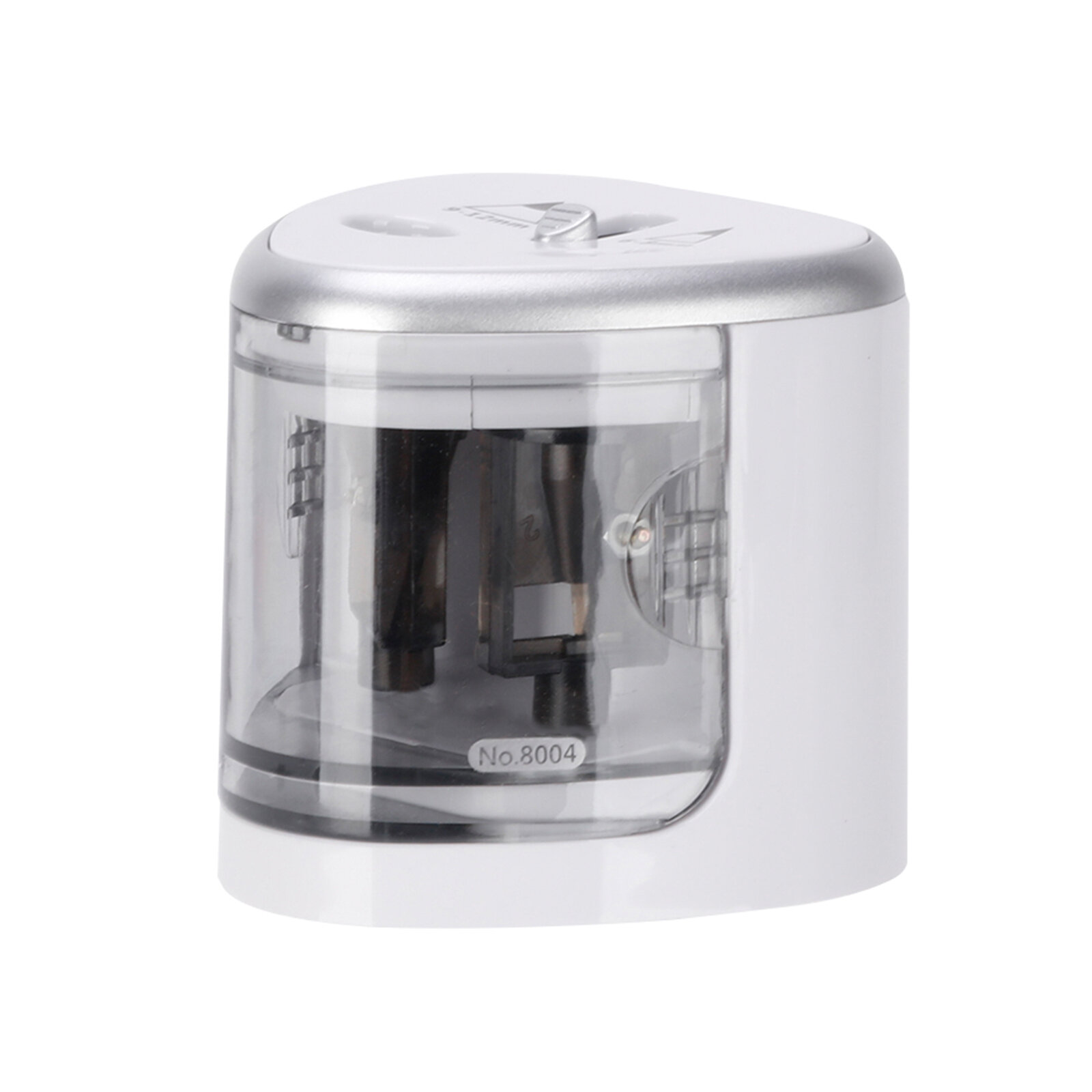 Многофункциональная автоматическая электрическая точилка для карандашей на батарейках с 2 отверстиями (6-8 мм / 9-12 мм) для домашнего использования, обучения и учеников, серебристого цвета.