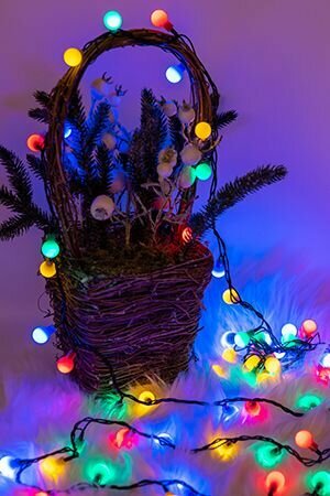 Электрогирлянда жемчужные шарики, 80 разноцветных LED-ламп, 1 см, 4 м, контроллер, черный провод, SNOWHOUSE LDBL080M-10-C