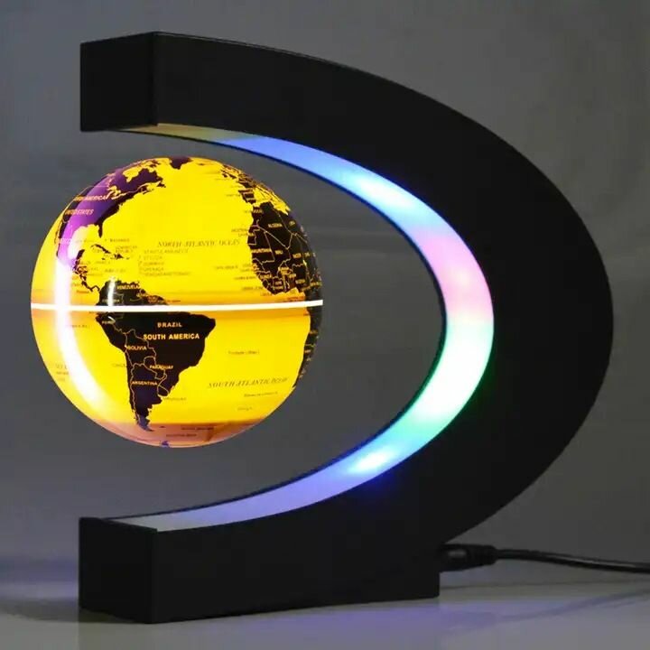 Левитирующий глобус, светильник-ночник детский с подсветкой. Светильник декоративный парящий глобус 1 шт, золотой