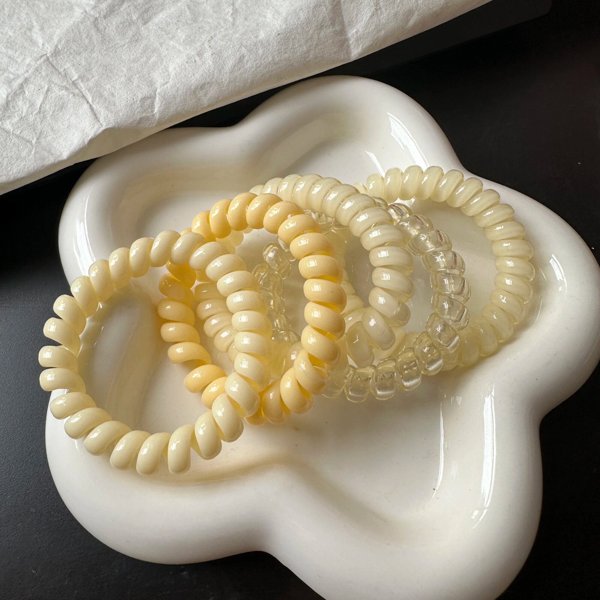 5 шт, прозрачные резинки для волос Белый, серебристый