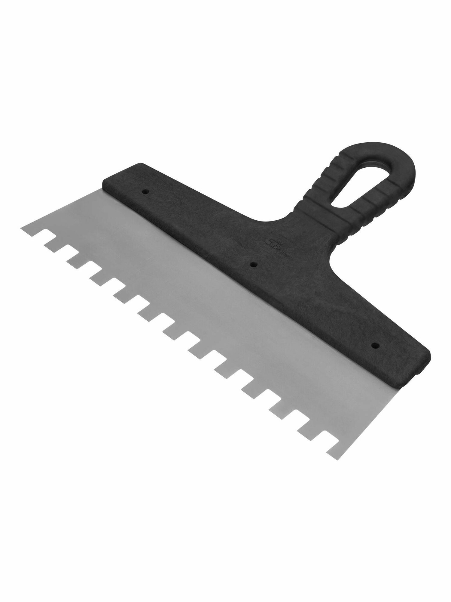 Шпатель из нержавеющей стали, 250 мм, зуб 10 х 10 мм, пластмассовая ручка Сибртех 85500