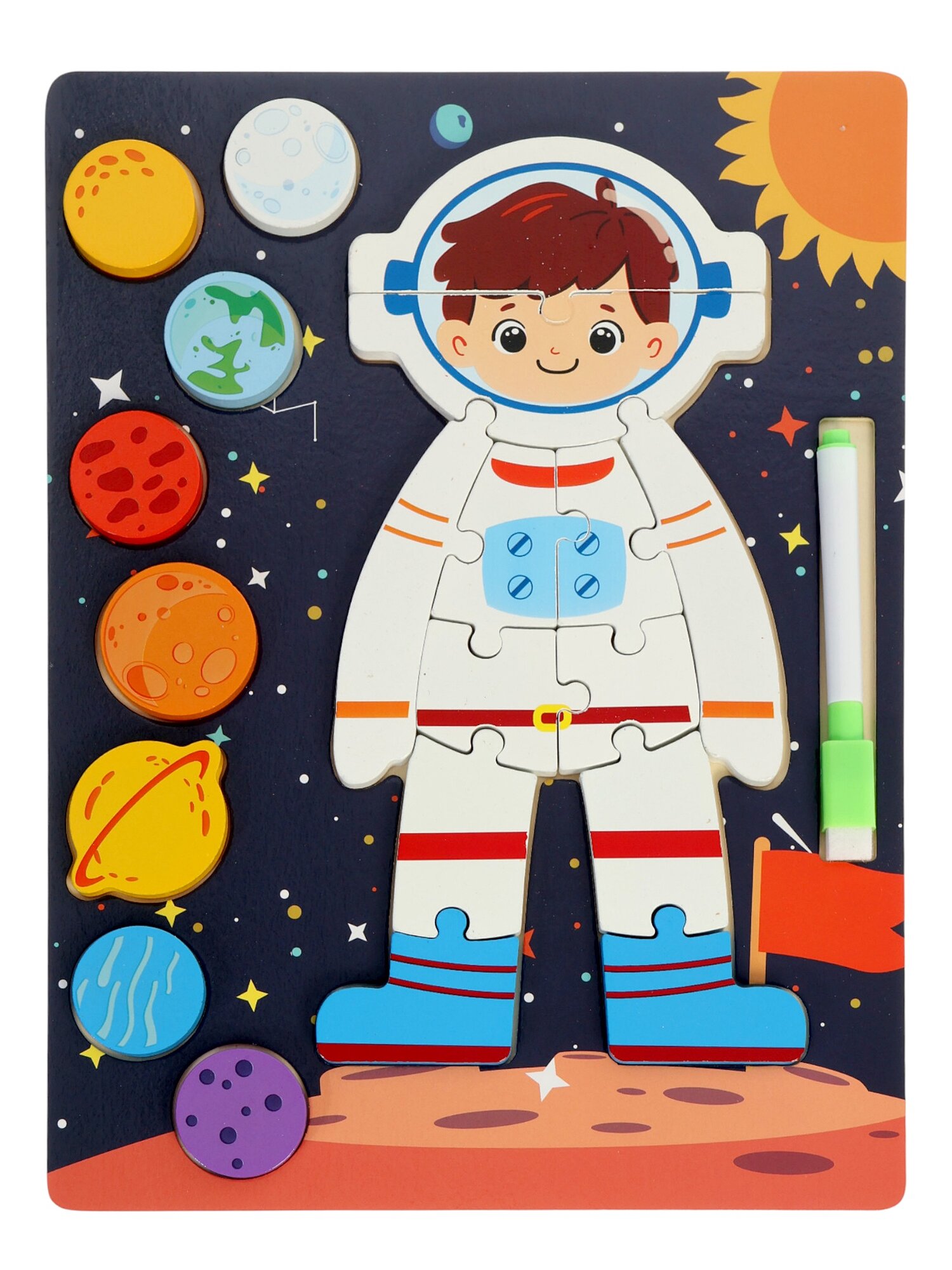 Деревянный пазл-вкладыш «Космос», от 3 лет, 29,5 x 22 x 1,2 см