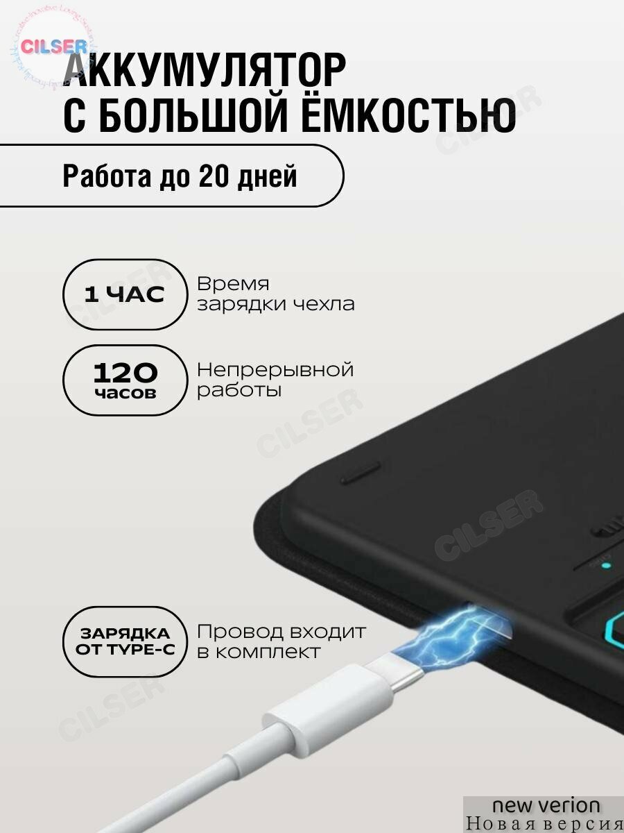 Клавиатура/Чехол на русском языке для Samsung Galaxy Tab A9+/A11+, 11 дюйма, с сенсорной клавиатурой, с подсветкой — фото 1