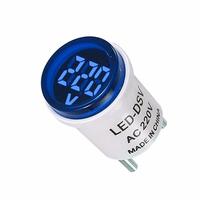 Круглый тестер Вольтметр AC220V Мониторы напряжения 50-500В Измерительный прибор LED Цифровой дисплей, Синий