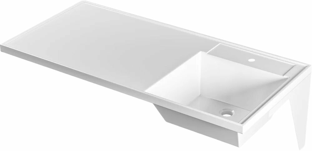Раковина над стиральной машиной СаНта Лидер 101 R с левым крылом, прямоугольная, белая, на кронштейнах, российская