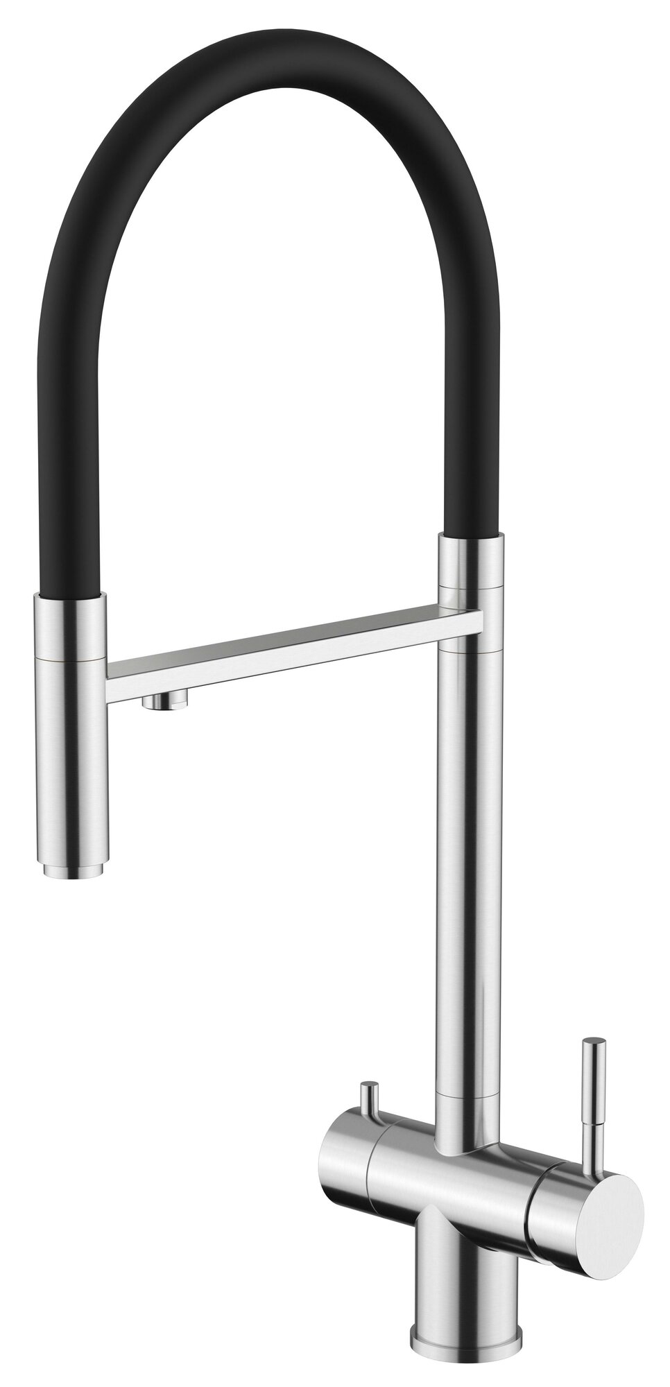Смеситель для кухни Knotlor Infinity SS-16 матовая сталь, с краном для питьевой воды, рычажный, нержавеющая сталь