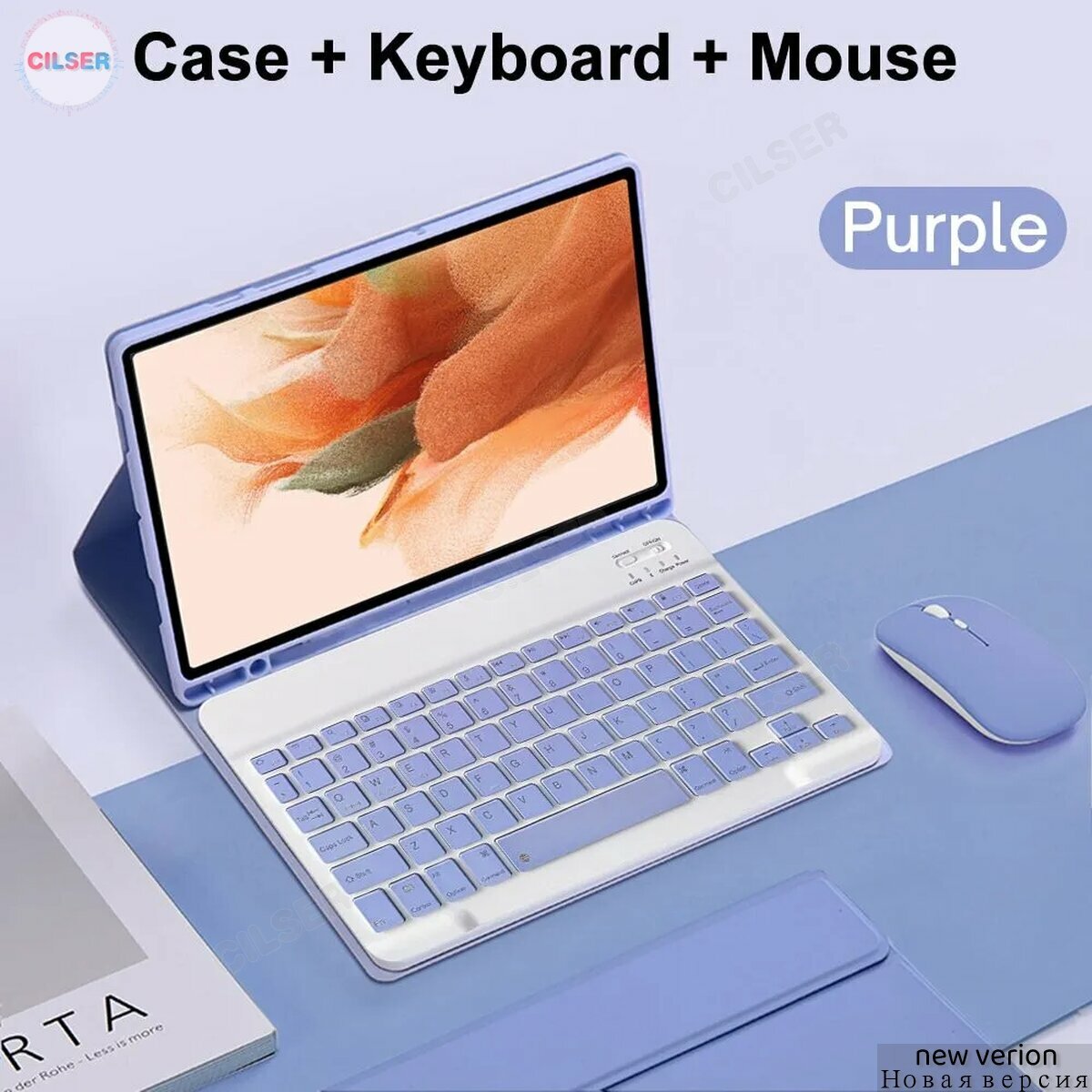 Чехол для Galaxy Tab S7FE/S8 Plus/S7 Plus с русской клавиатурой и мышью, чехол для планшета с держателем S Pen для Samsung Tab S8+ /S7 FE /S7+