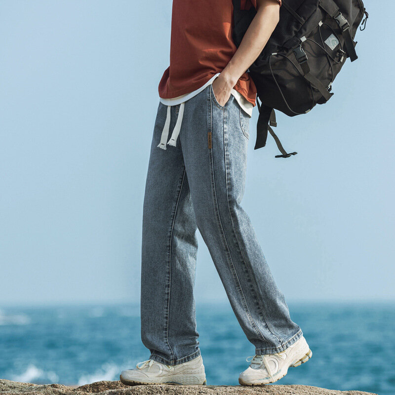 Слим тапер KLQ Круто Ретро KLQ мужские прямые широкие широкие штаны американские хайстрит универсальные повседневные, Размер_L