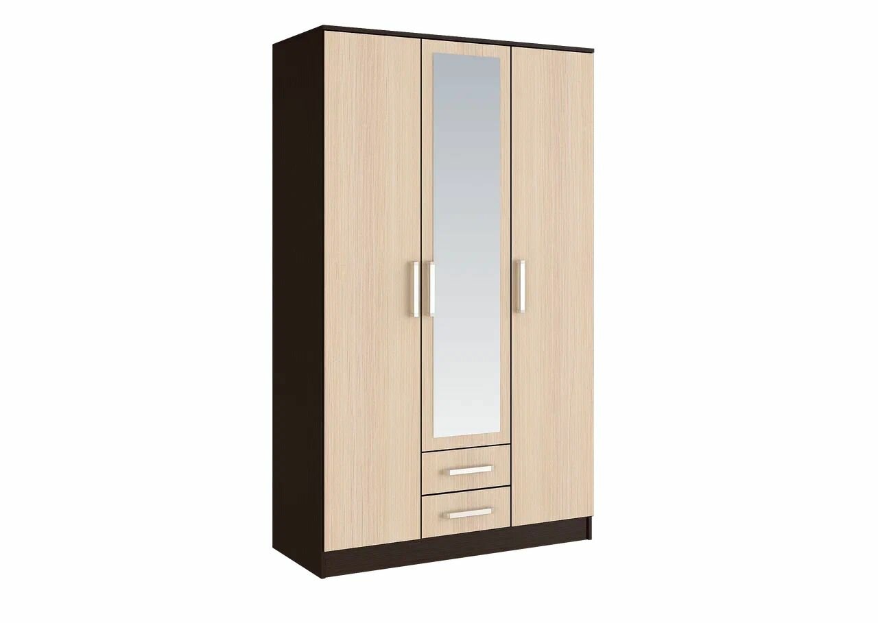 Шкаф Фиеста для одежды 3-дверный (Дуб беленый, венге) 1200х2016х520 МИФ
