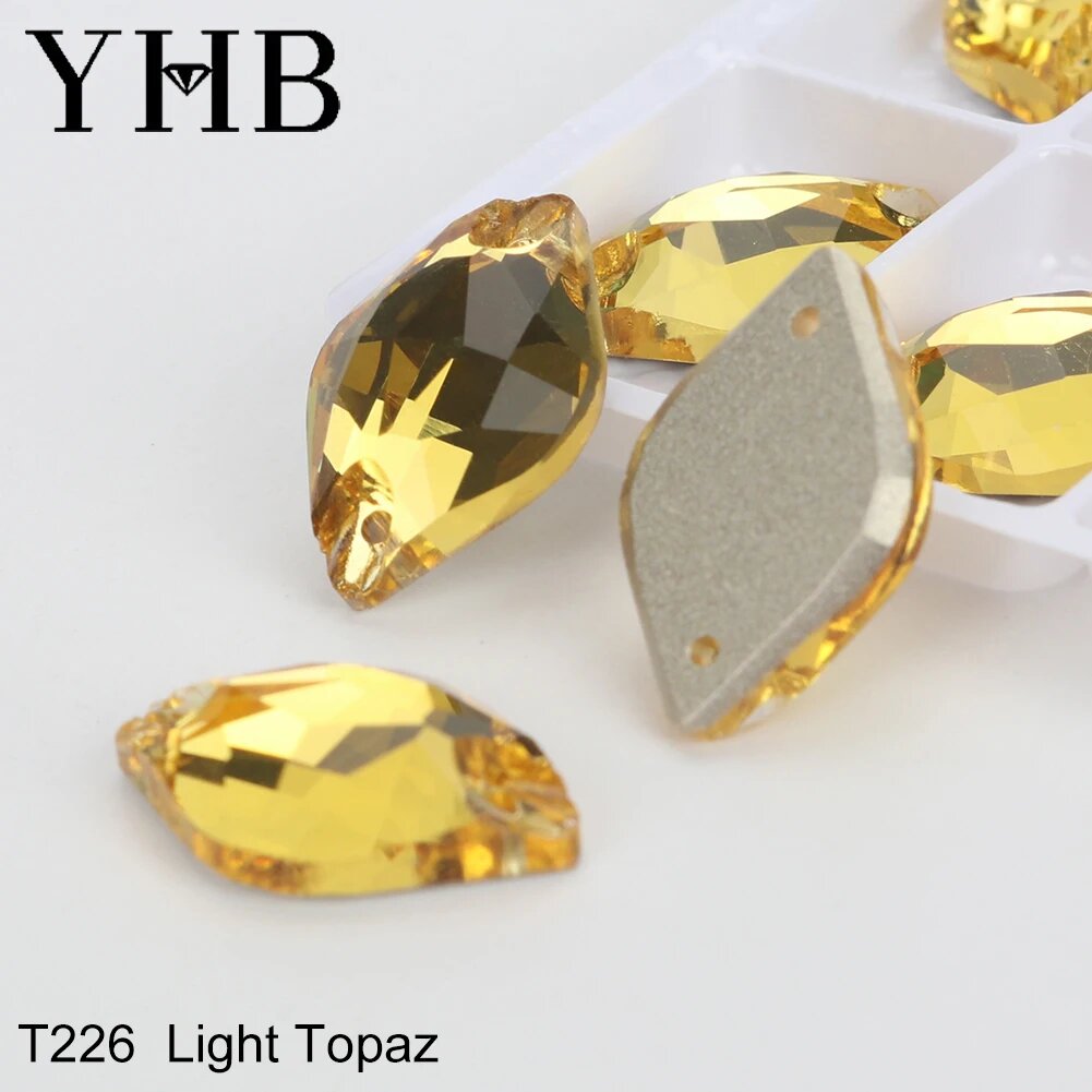 Стеклянные стразы YHB Light Topaz, 12мм и 18мм, 24шт