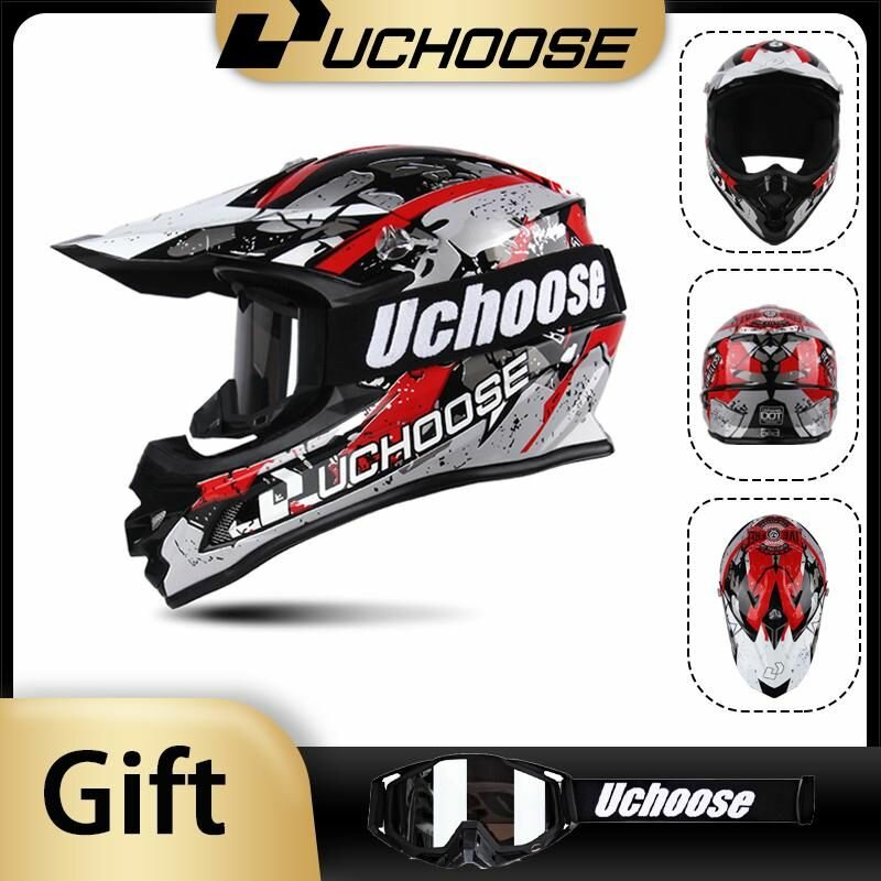 Мотошлем для кросса в комплекте с защитными очками uchoose