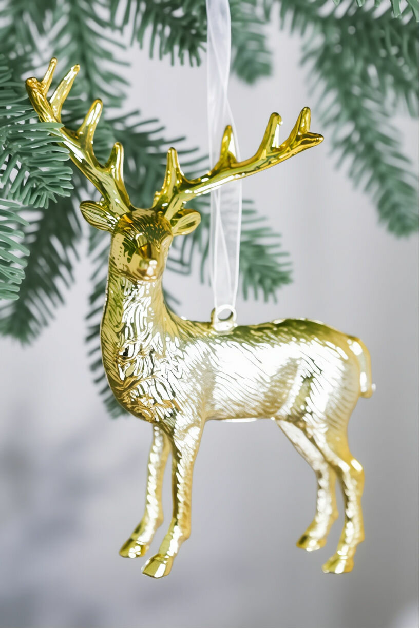 Ёлочная игрушка олень рэйнер, пластик, золотой, 15 см, Winter Deco 1000416