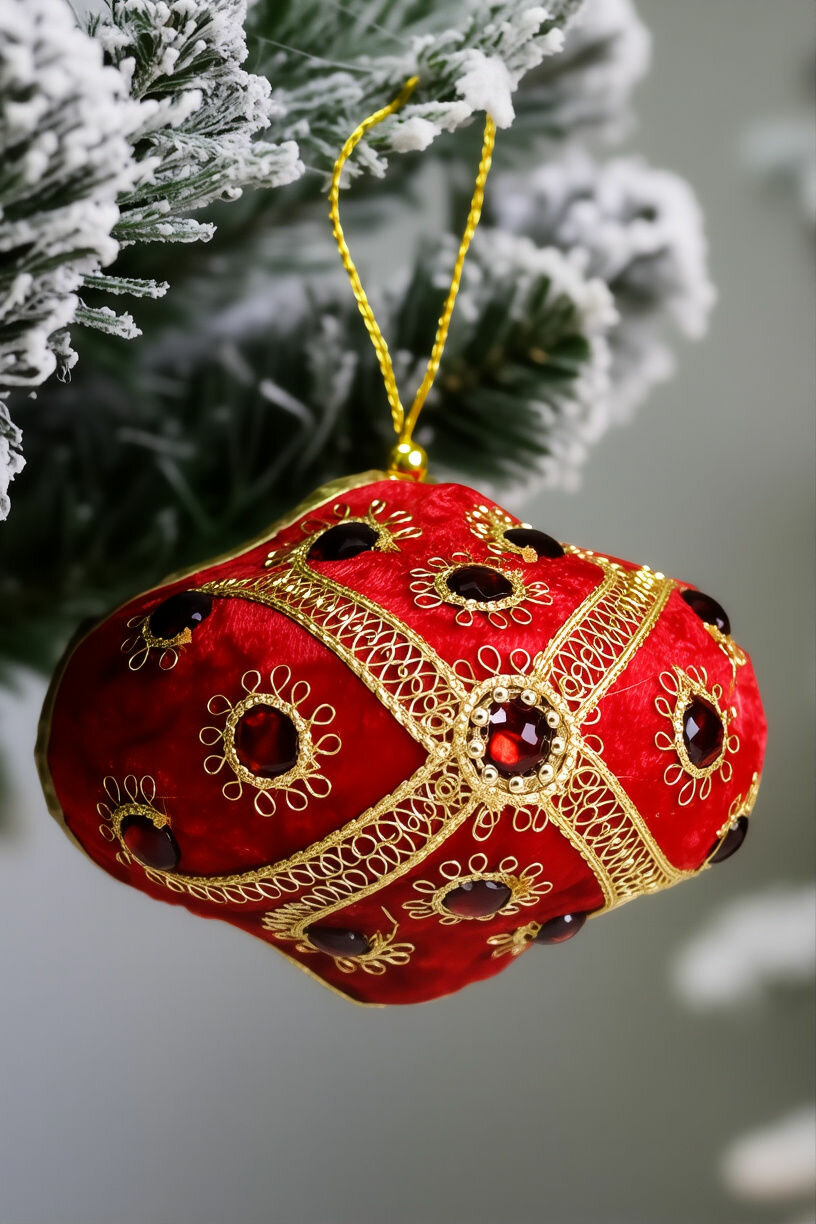 Ёлочное украшение кьяра, пенополистирол, красный, 11 см, Winter Deco 5001113