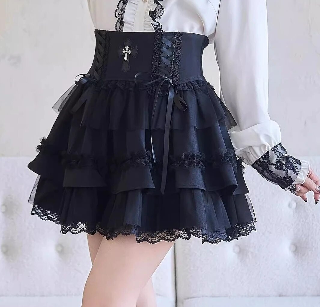 Olmee Jirai Kei готический косплей комплект L, Black Skirt