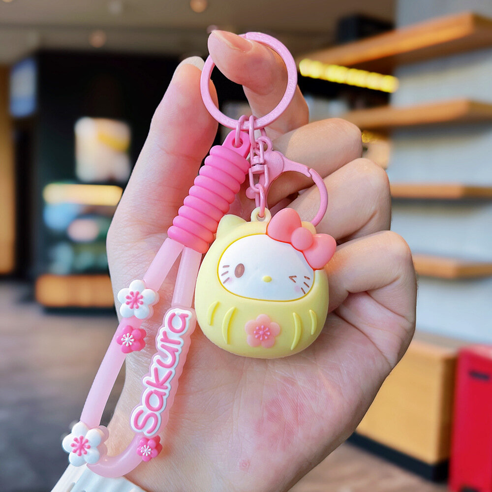 Брелок-подвеска Hello Kitty в виде цветущей сакуры, креативный аксессуар для сумки куклы, украшение для автомобиля, подвеска Hello Kitty в виде цветущей сакуры, желтый.