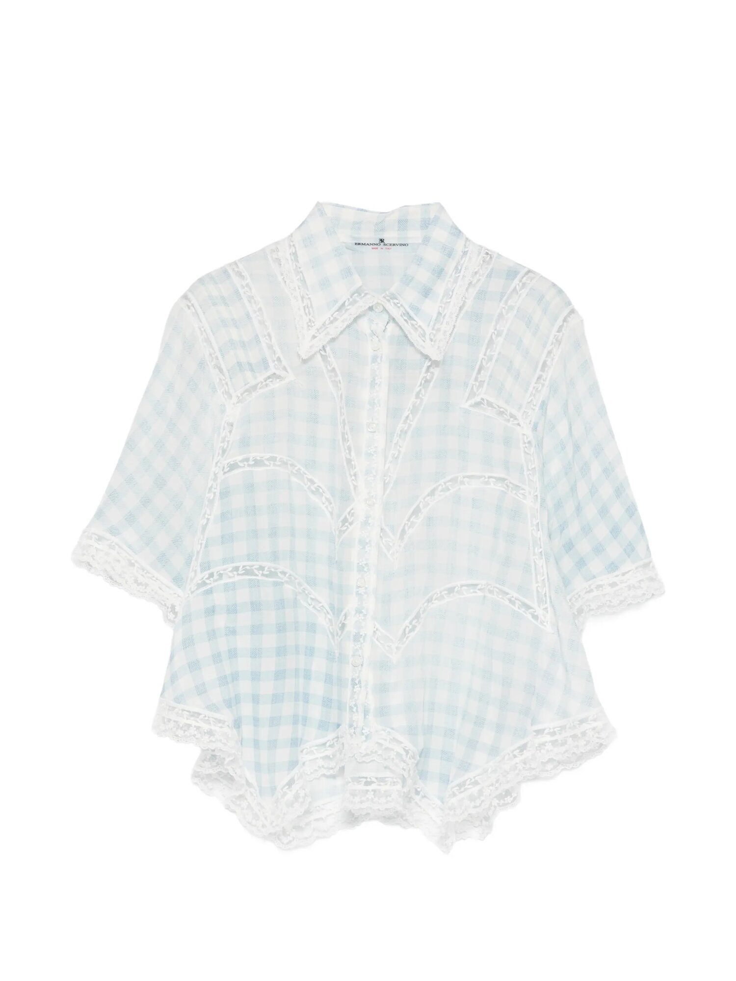 Рубашка Check-pattern lace-trim shirt