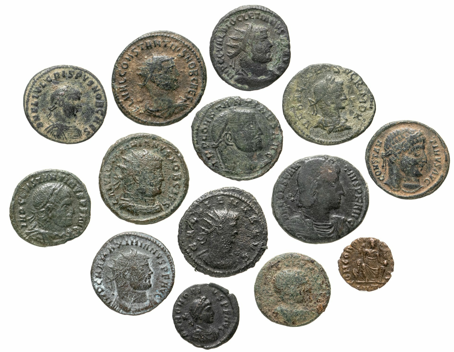 14 монет Римской империи III-V вв состояние VF, Медь, в сохранности F-VF