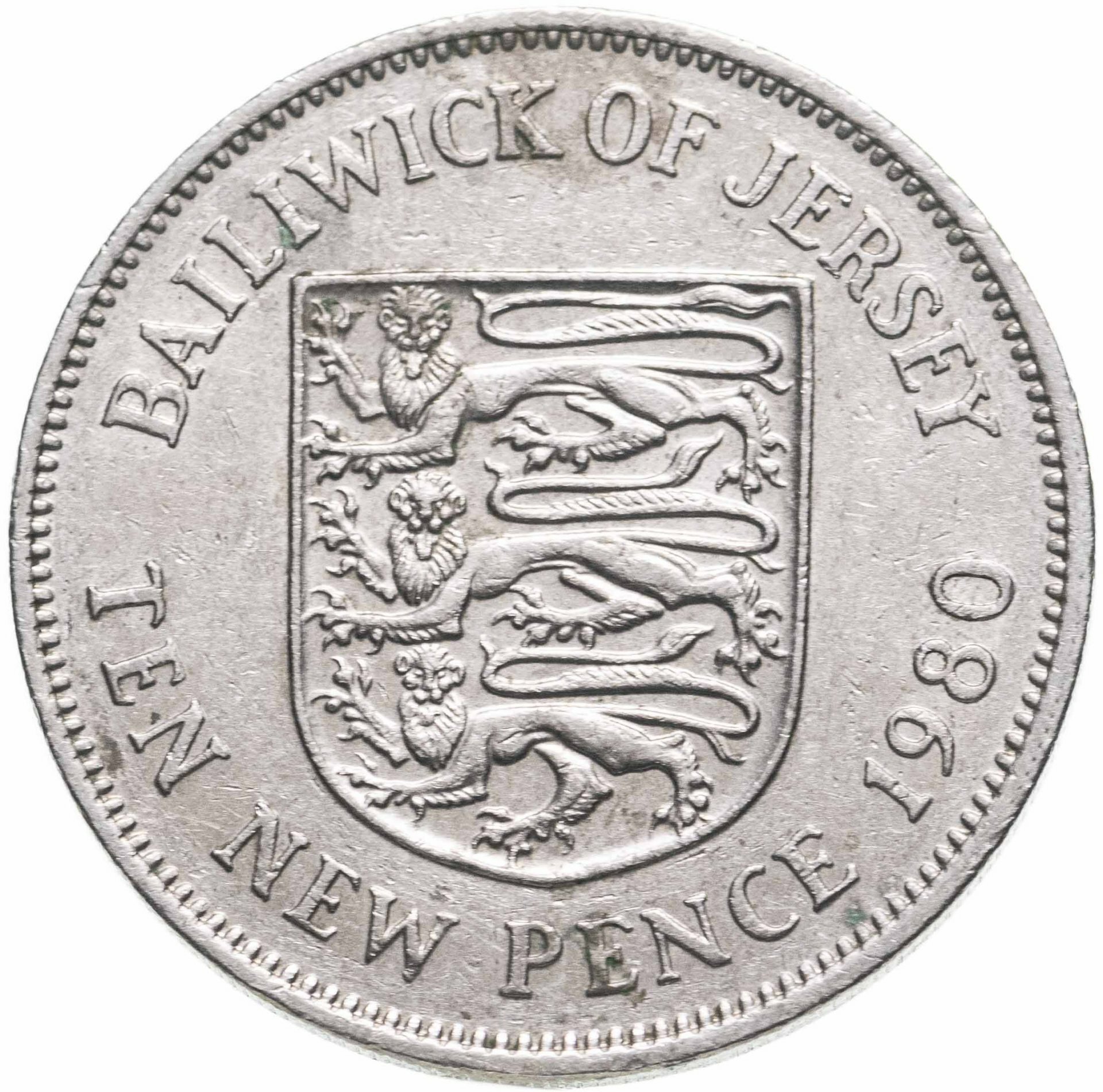 Джерси 10 новых пенсов new pence 1980, Мельхиор медь-никель, в сохранности VF-XF