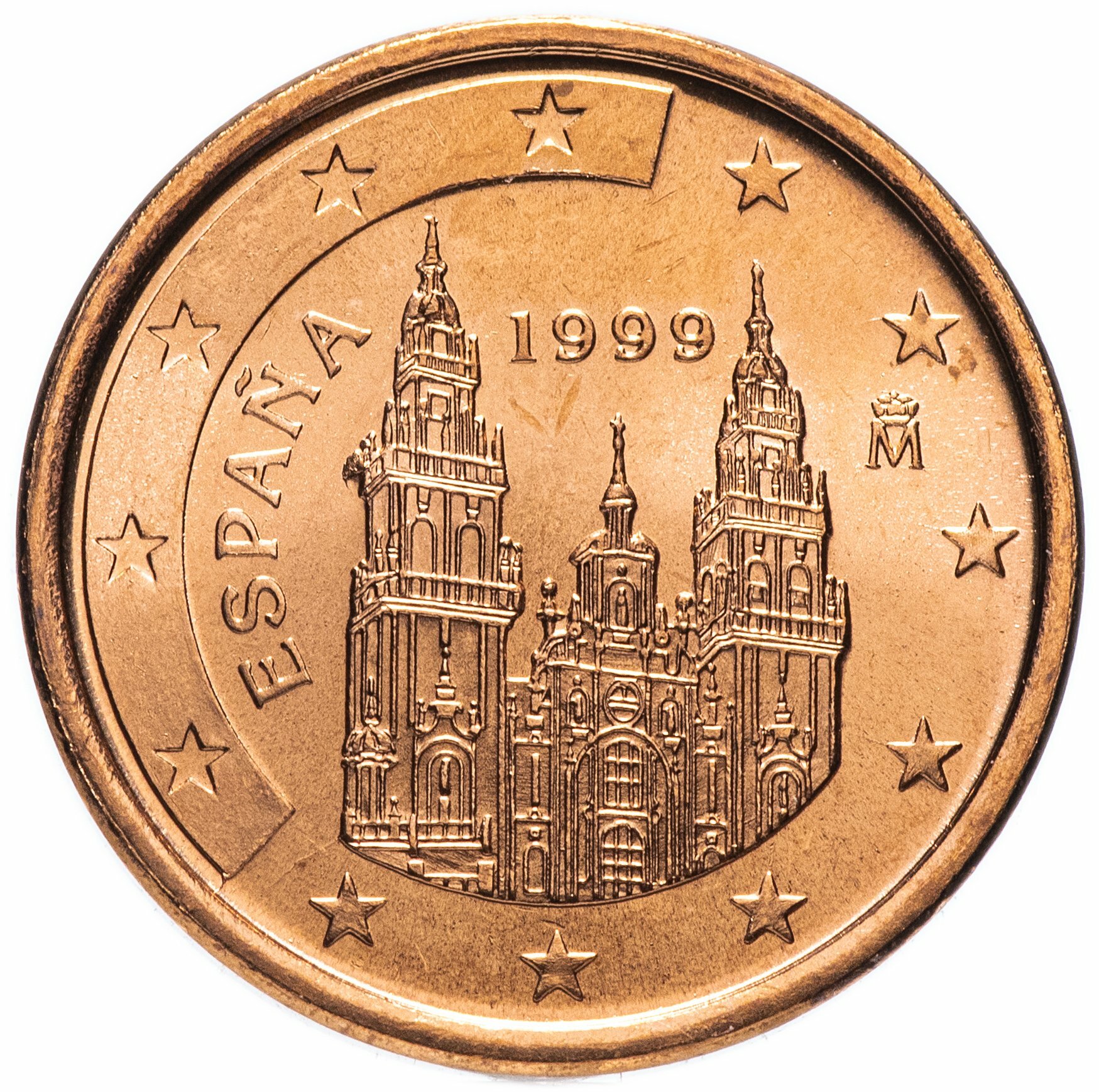 Испания 1 евроцент cent 1999, Сталь, в сохранности UNC