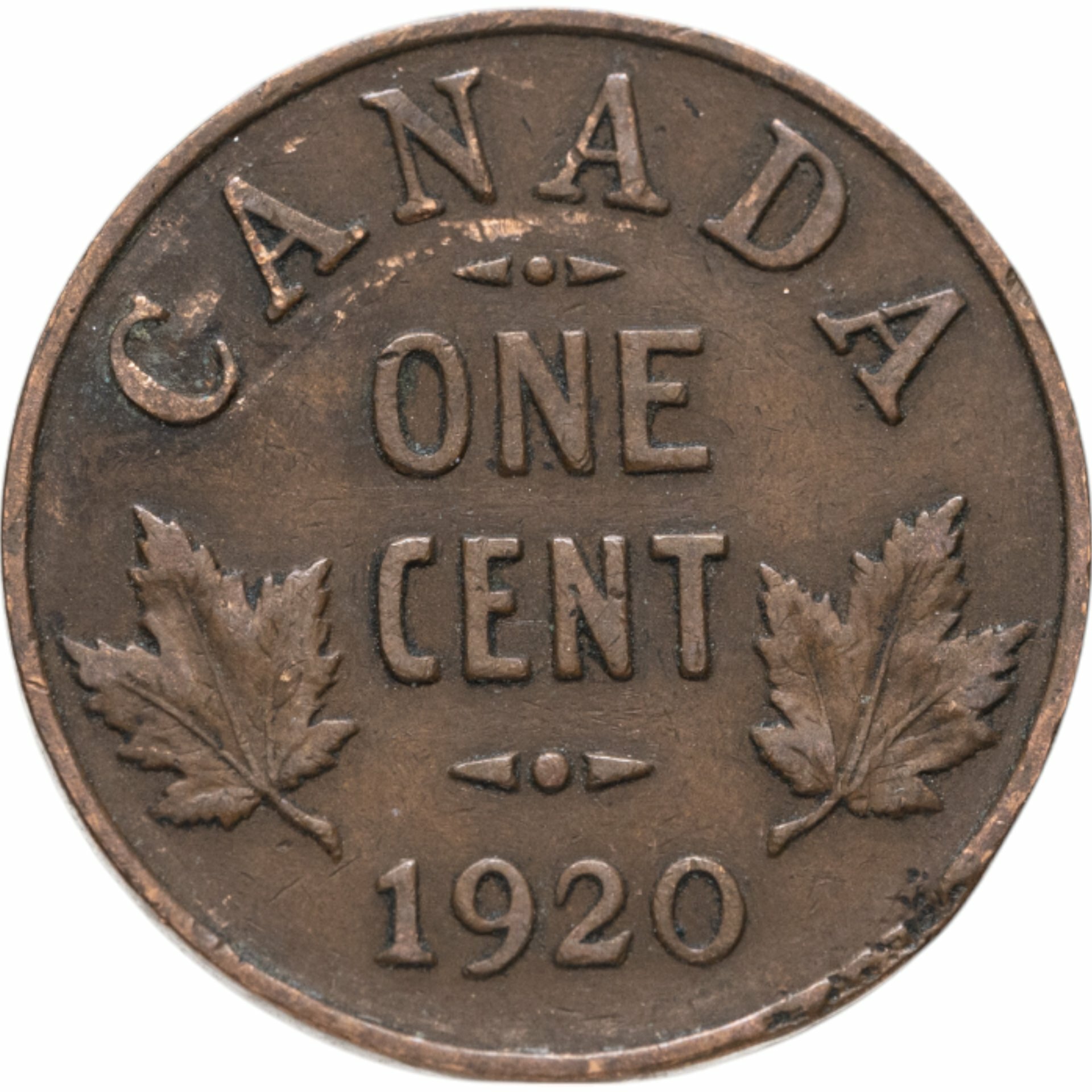 Канада 1 цент cent 1920, Бронза, в сохранности XF
