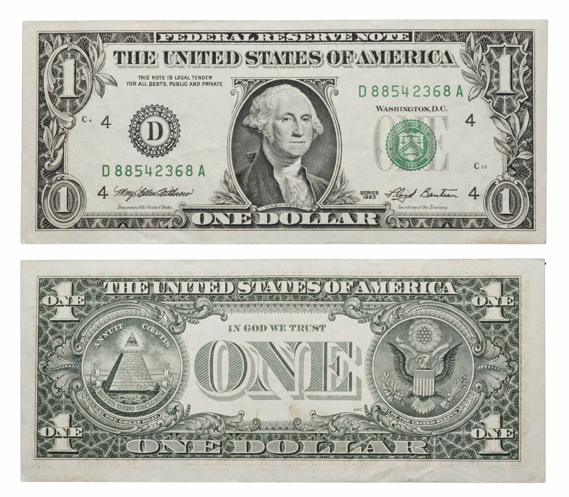 США 1 доллар 1993 год Pick 490а D-Кливленд