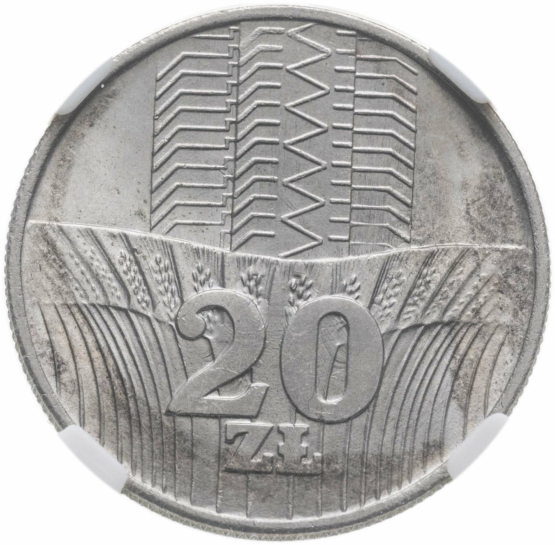 Польша 20 злотых zlotych 1973 в слабе DNC MS65, Мельхиор медь-никель