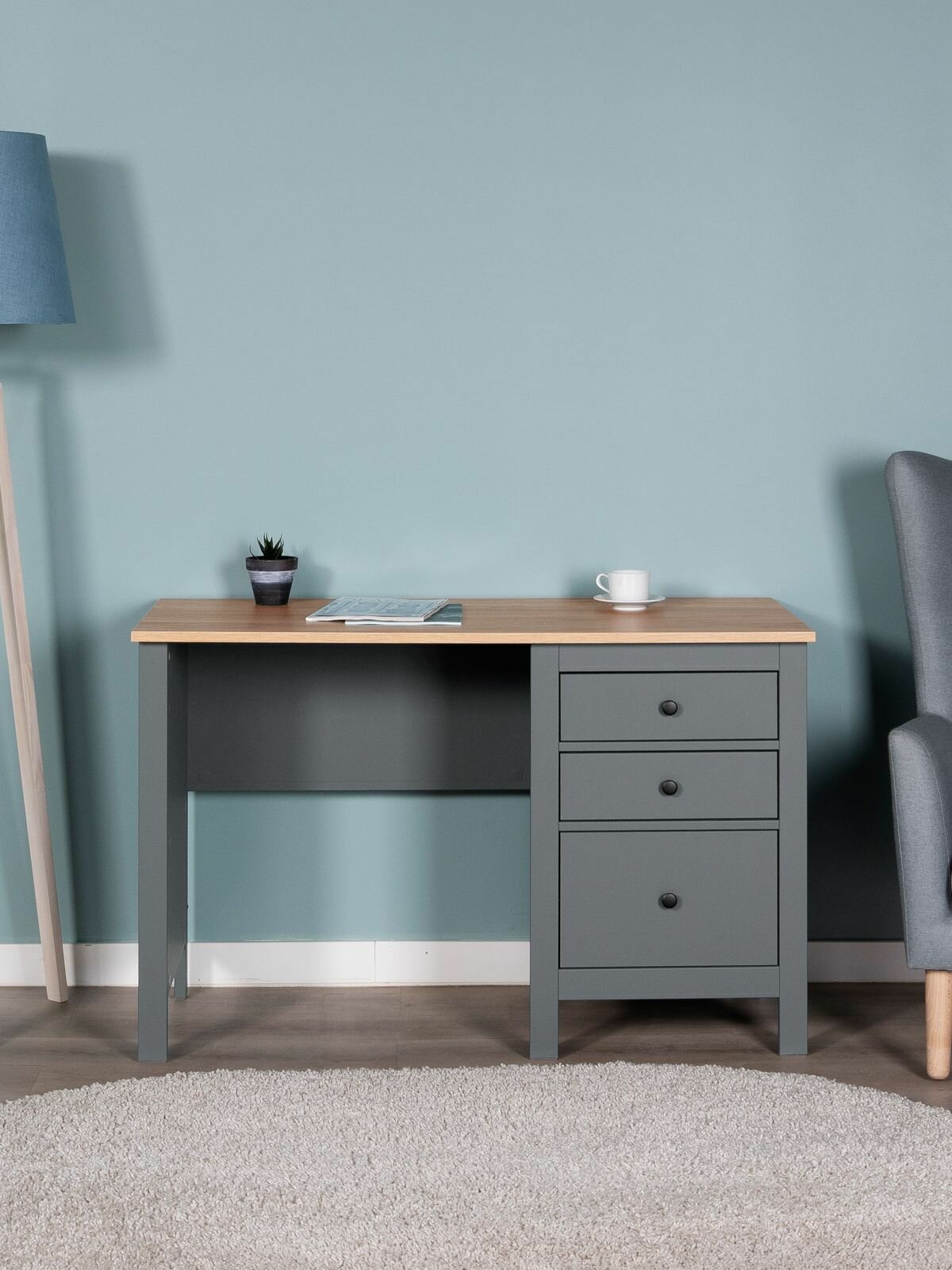Стол письменный Сага, 120х56, серый/ясень, ГУД лакк