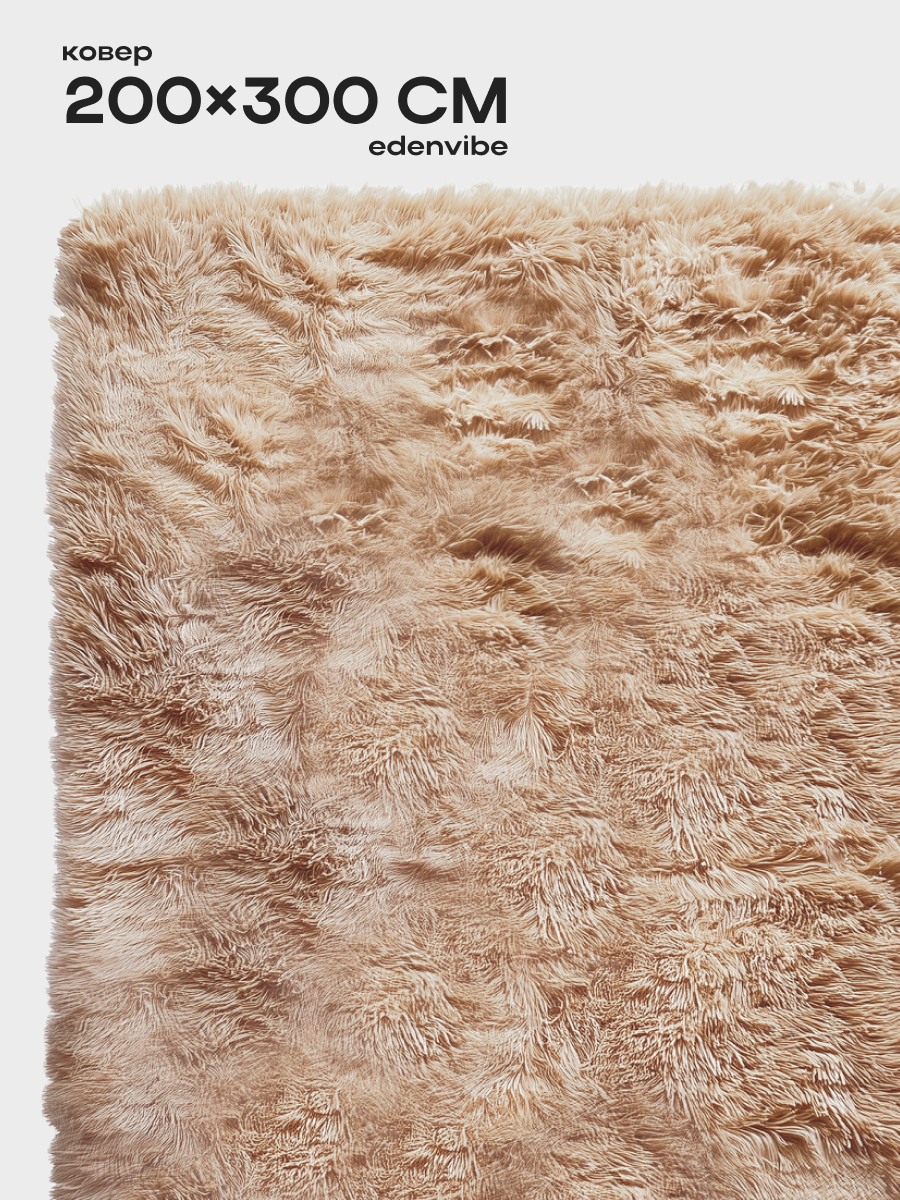 Ковер 200х300 шегги с длинным ворсом 200х300 см, Edenvibe, цвет бежевый