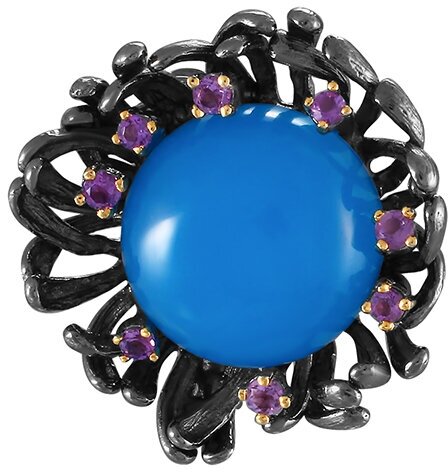 Брошь, серебро, 925 проба, аметист, агат