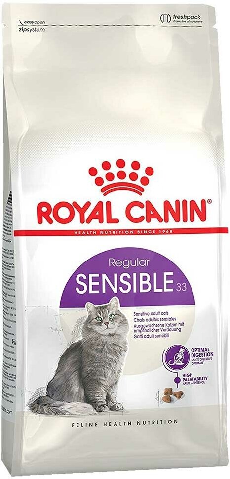 Сухой корм royal canin для кошек с чувствительным пищеварением feline health nutrition sensible 33 2кг