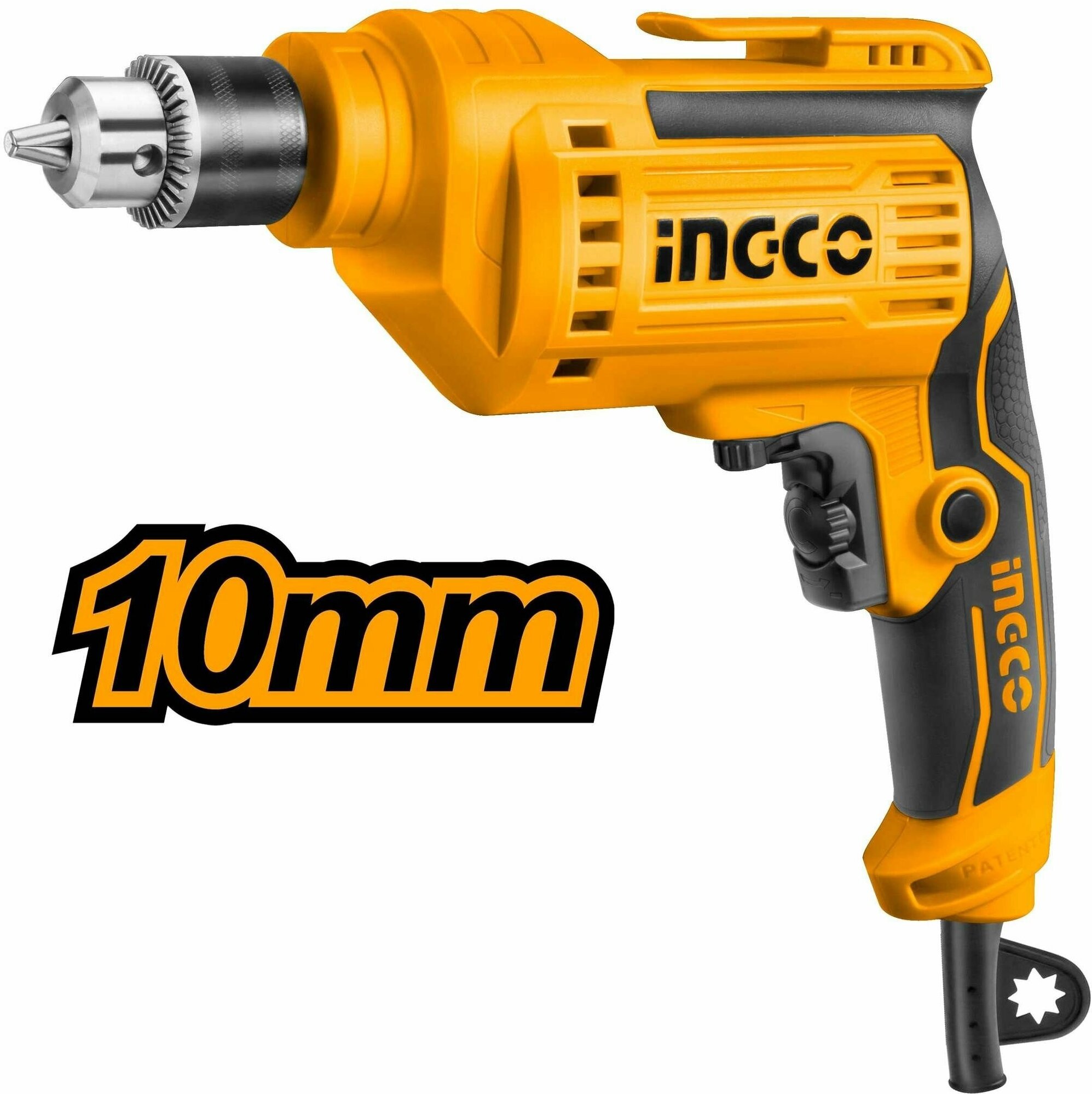 Дрель INGCO "INDUSTRIAL" ED50028, 500Вт, ключевой патрон, оранжево-черно-коричневая