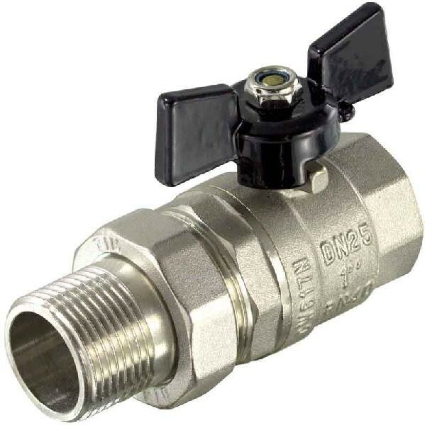 Кран шаровой никель с американкой 1" бабочка TIM DE1233X