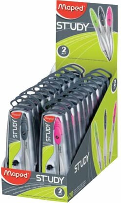 Циркуль MAPED (Франция) "Study", 120 мм, металлический, грифель 2 мм, ассорти, пенал с европодвесом, 119450