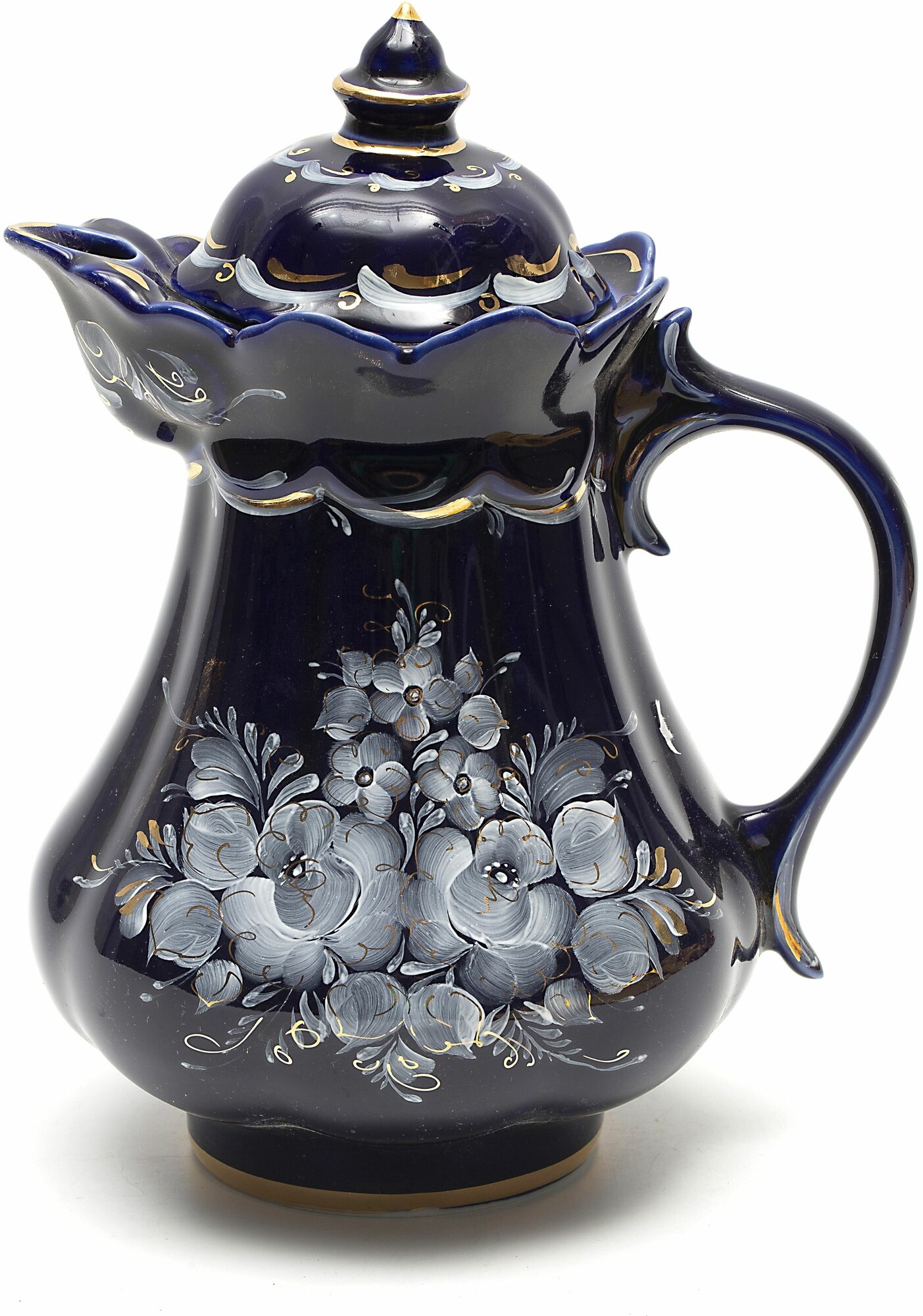 Кувшин "Вдохновение" (Гжель) 1,5л, кобальт, краски, золото