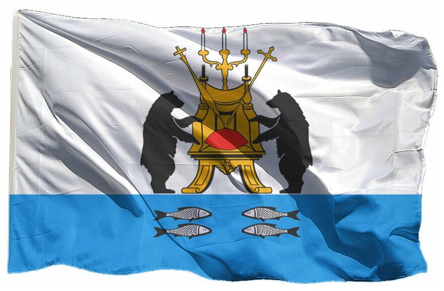 Флаг Великого Новгорода на шёлке, 90х135 см - для ручного древка