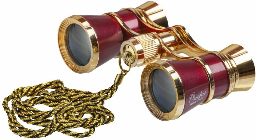 Бинокль Veber БГЦ 3x25 с цепочкой, красный/золотой