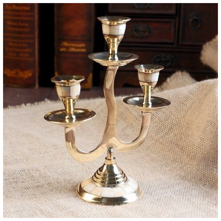 Подсвечник на 3 свечи антик 19,5см