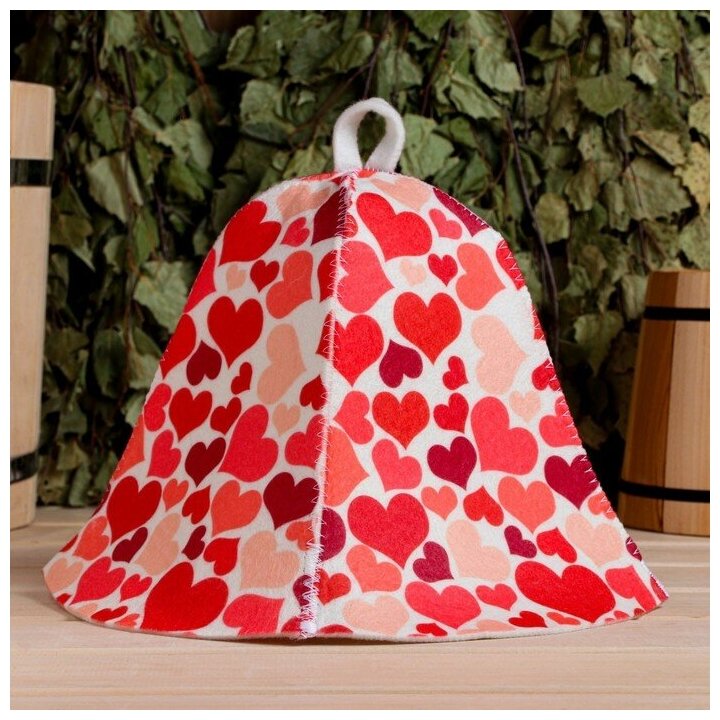 Шапка для бани "Сердечки", 9293799